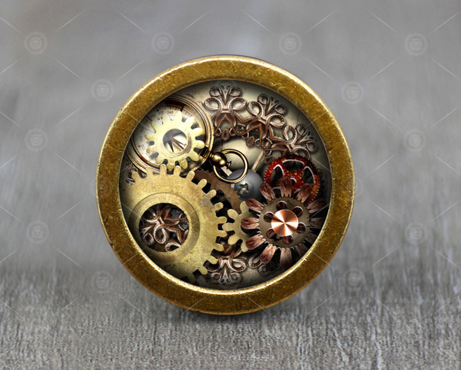 Steampunk Gear Glass Cabochon Bronze Cabinet Dresser Knobs - Etsy