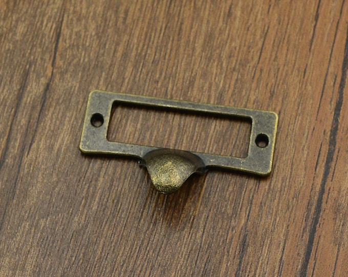 Iron Cup Drawer Pull Handle Bin Dresser Library Label Tag Frame File ...