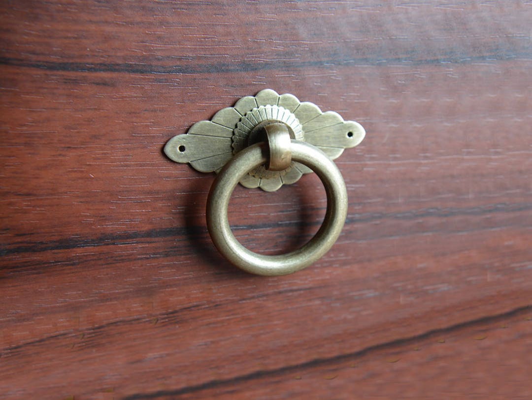 Vintage Drop Ring Pull Backplate Pulls Handles Drawer Pull Handle ...