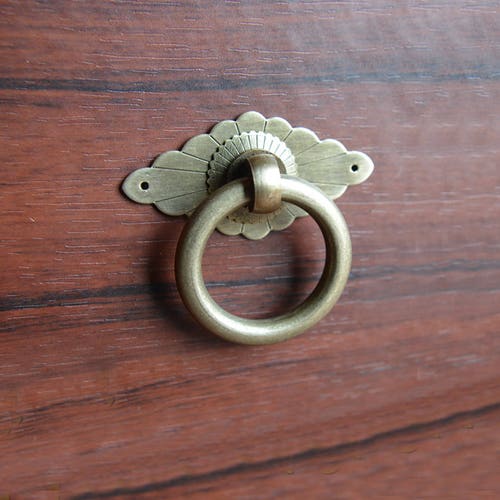 Vintage Drop Ring Pull Backplate Pulls Handles Drawer Pull | Etsy