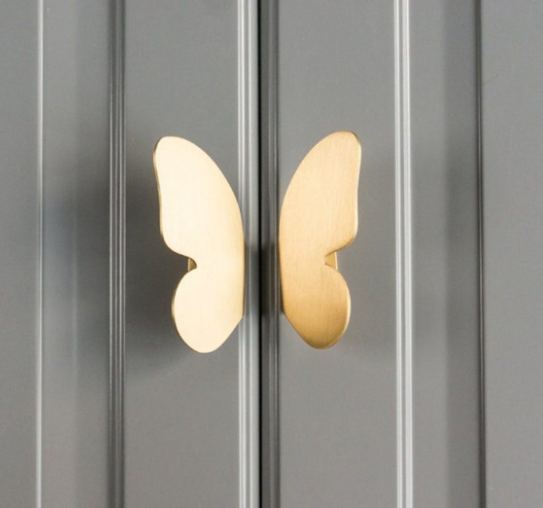 Butterfly Solid Brass Dresser Handle Pull Knob Pulls Handles / - Etsy