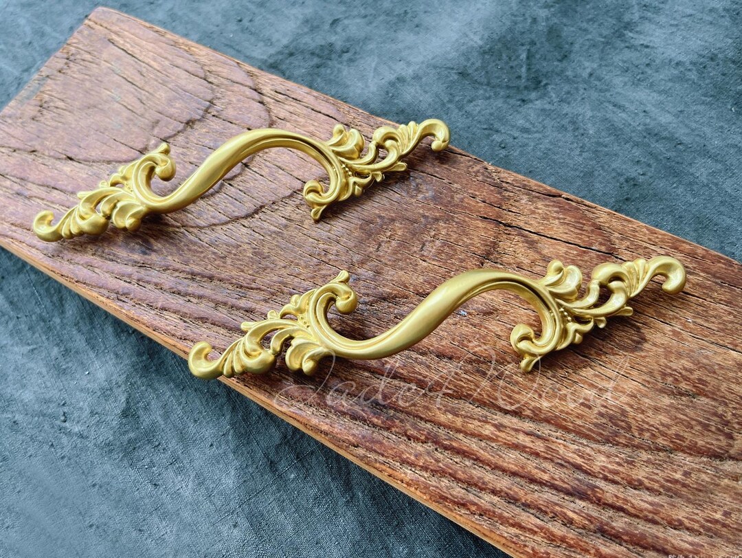 3.75" 2.5" Solid Brass Flower Branch Cupboard Handle Knob Pull Handle ...