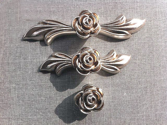 Rose Shabby Chic Dresser Drawer Pulls Handles / Antique Silver - Etsy