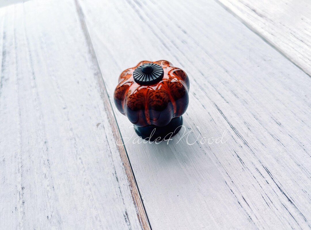 Ceramic Pumpkin Knob Kitchen Dresser Knob / Drawer Knob Pull Handle ...