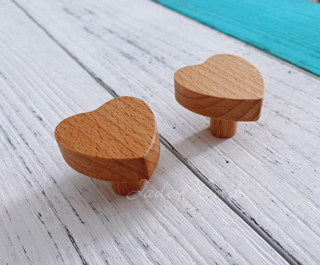 Wood Heart Knob Handle Dresser Pull Knob Drawer Pulls Handles / Kitchen Cabinet Pull Handle ...