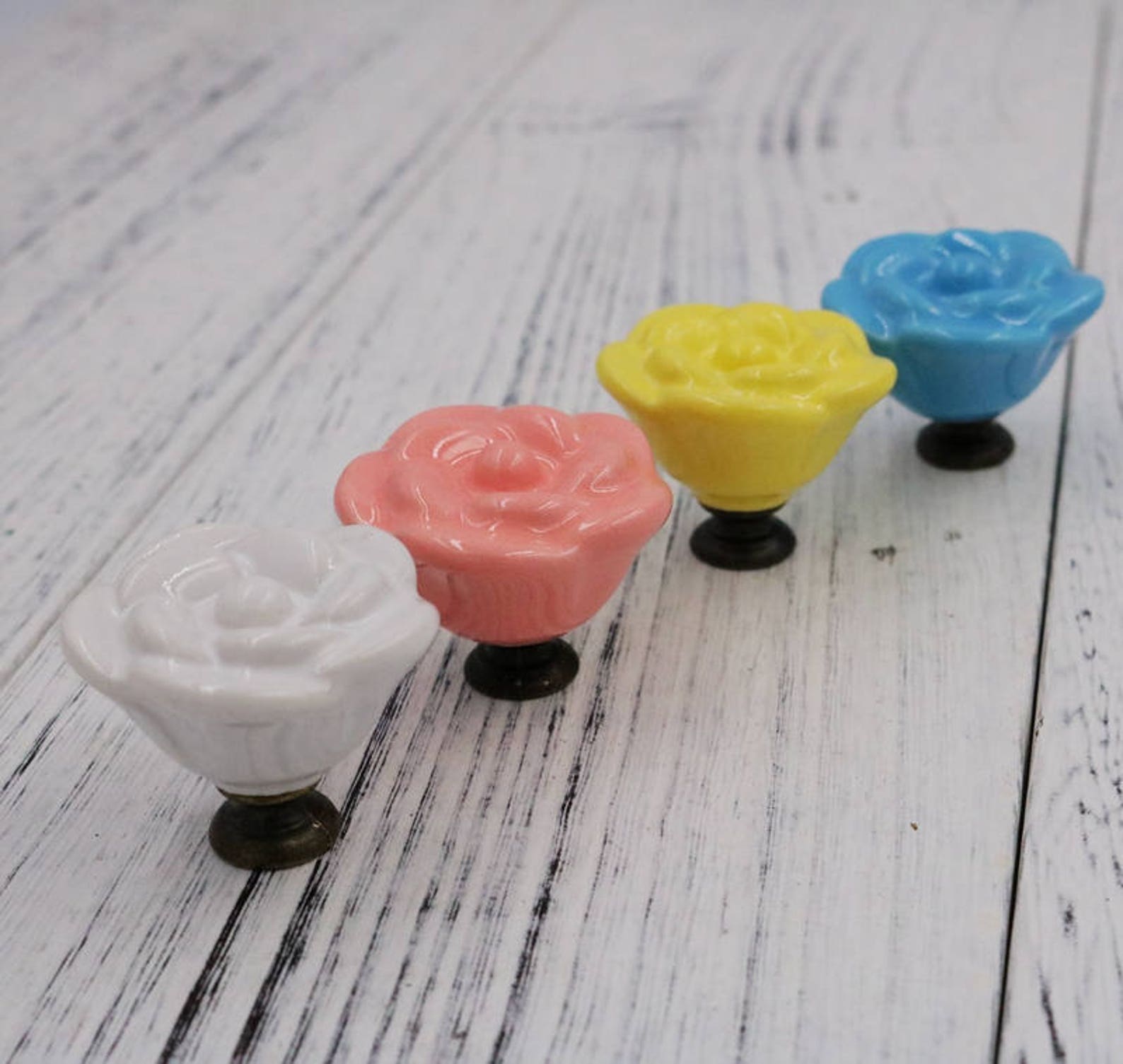 Rose Flower Knobs Drawer Knob Dresser Knobs Ceramic Knobs | Etsy