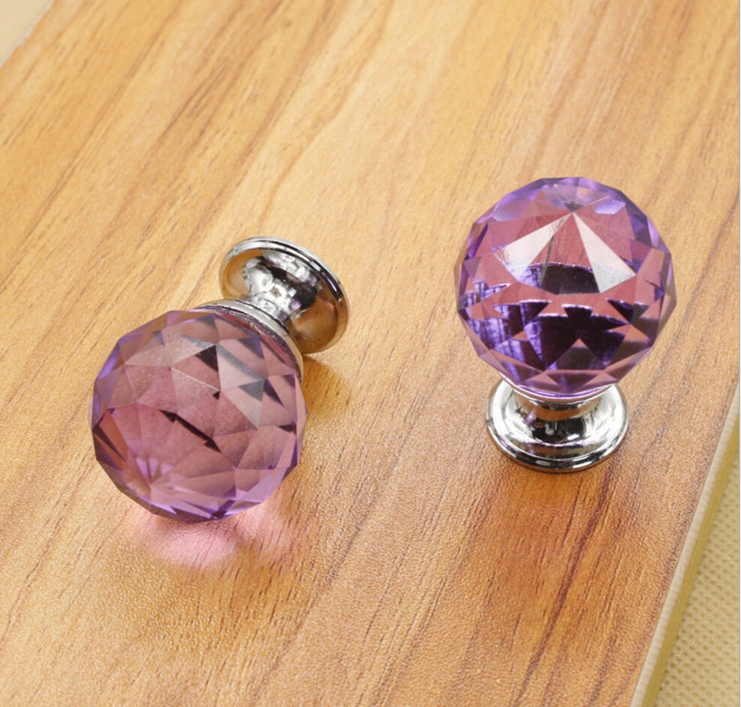 Purple Glass Crystal Knobs Cabinet Knob /dresser Knobs Cabinet Dresser ...