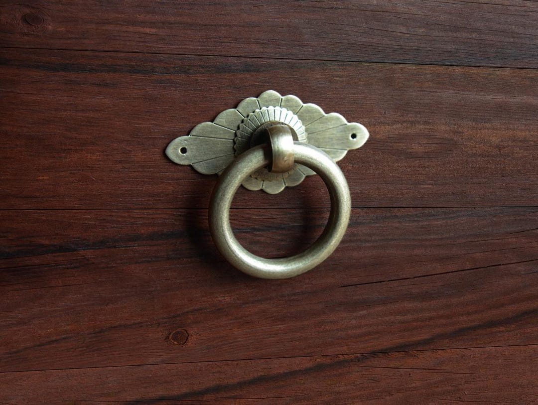 Vintage Drop Ring Pull Backplate Pulls Handles Drawer Pull Handle ...