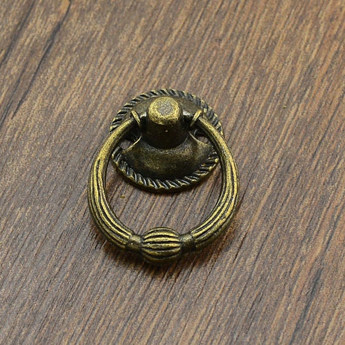 Antique Bronze Drawer Handle Dresser Drop Ring Pull Vintage - Etsy