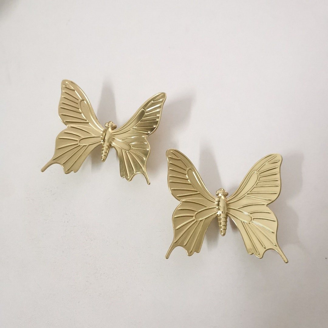 Butterfly Solid Brass Dresser Handle Pull Knob Pulls Handles / - Etsy