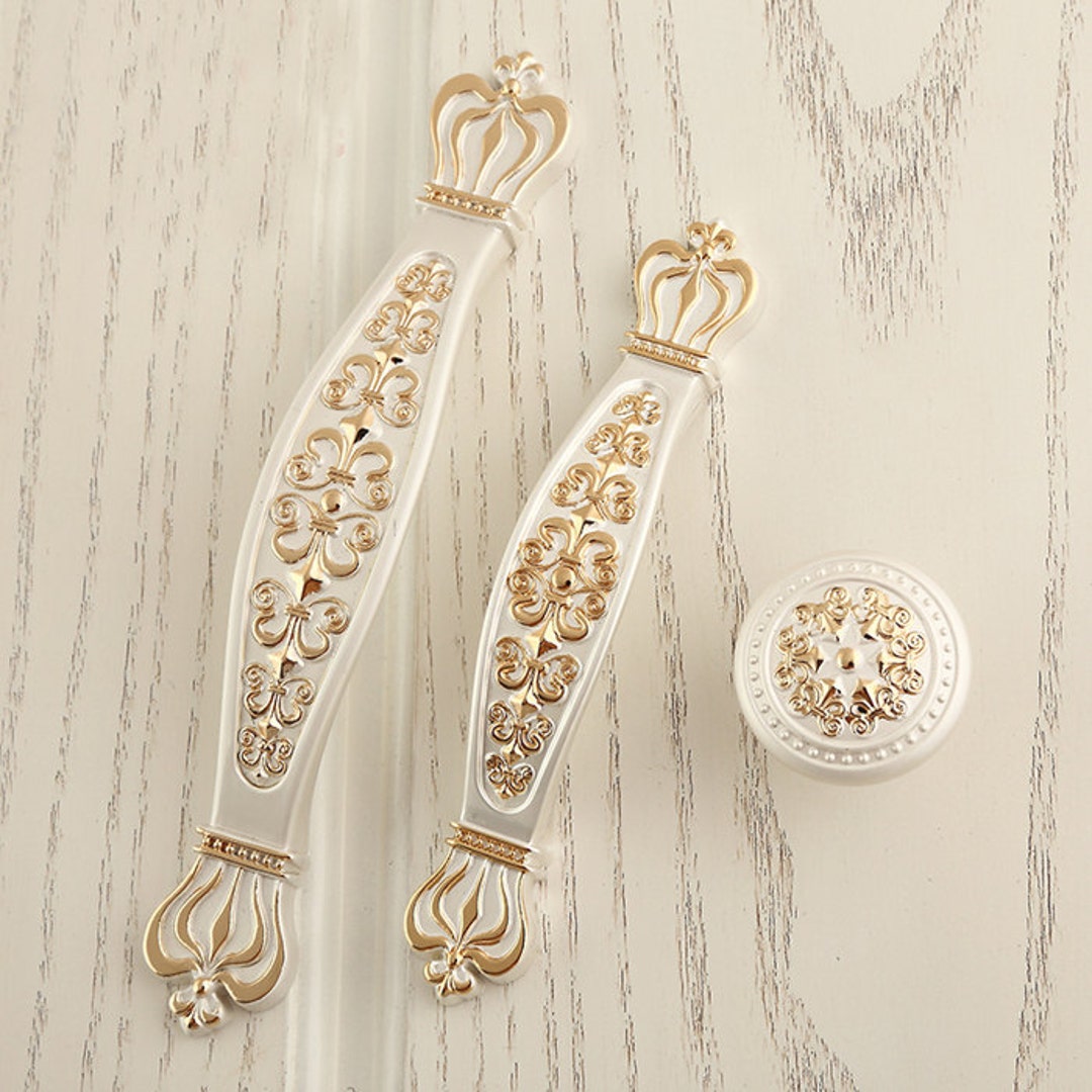 5 3.75 White Gold Crown Dresser Handle Door Knob Pull Knob Pulls ...