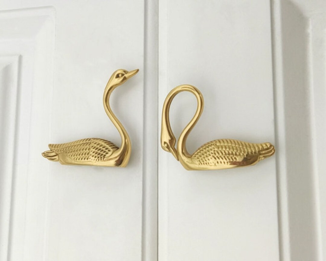 Swan Solid Brass Dresser Handle Pull Knob Pulls Handles / Kitchen ...