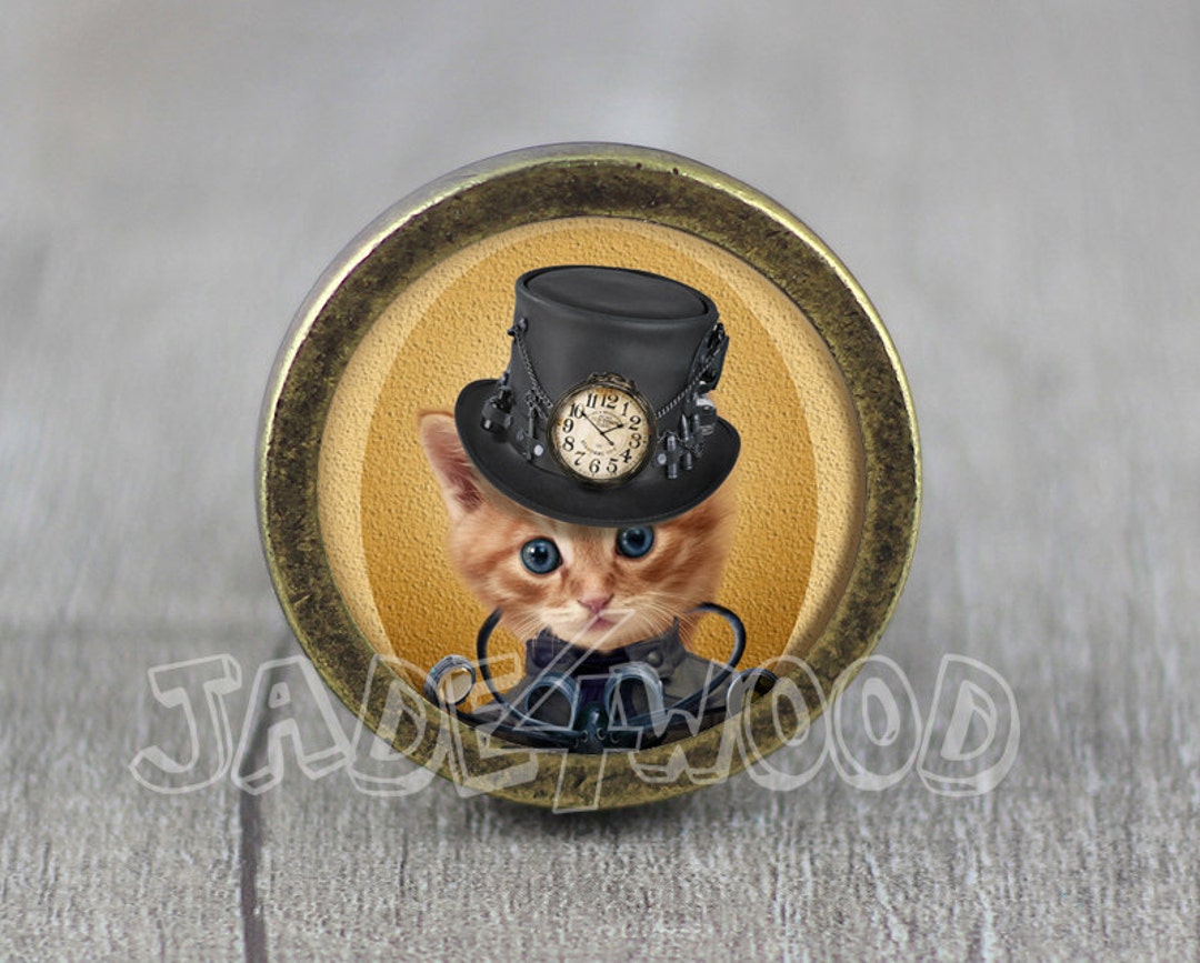 Steampunk Cat Cabinet Dresser Knob Pull / Dresser Pull / Cabinet Knob / Furniture Knob - Etsy