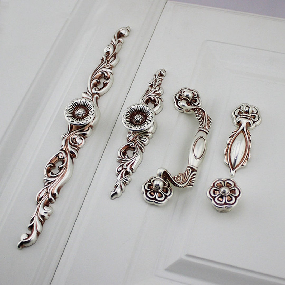 Antique Silver Bail Handle Shabby Chic Drawer Pulls Handles / Bail ...