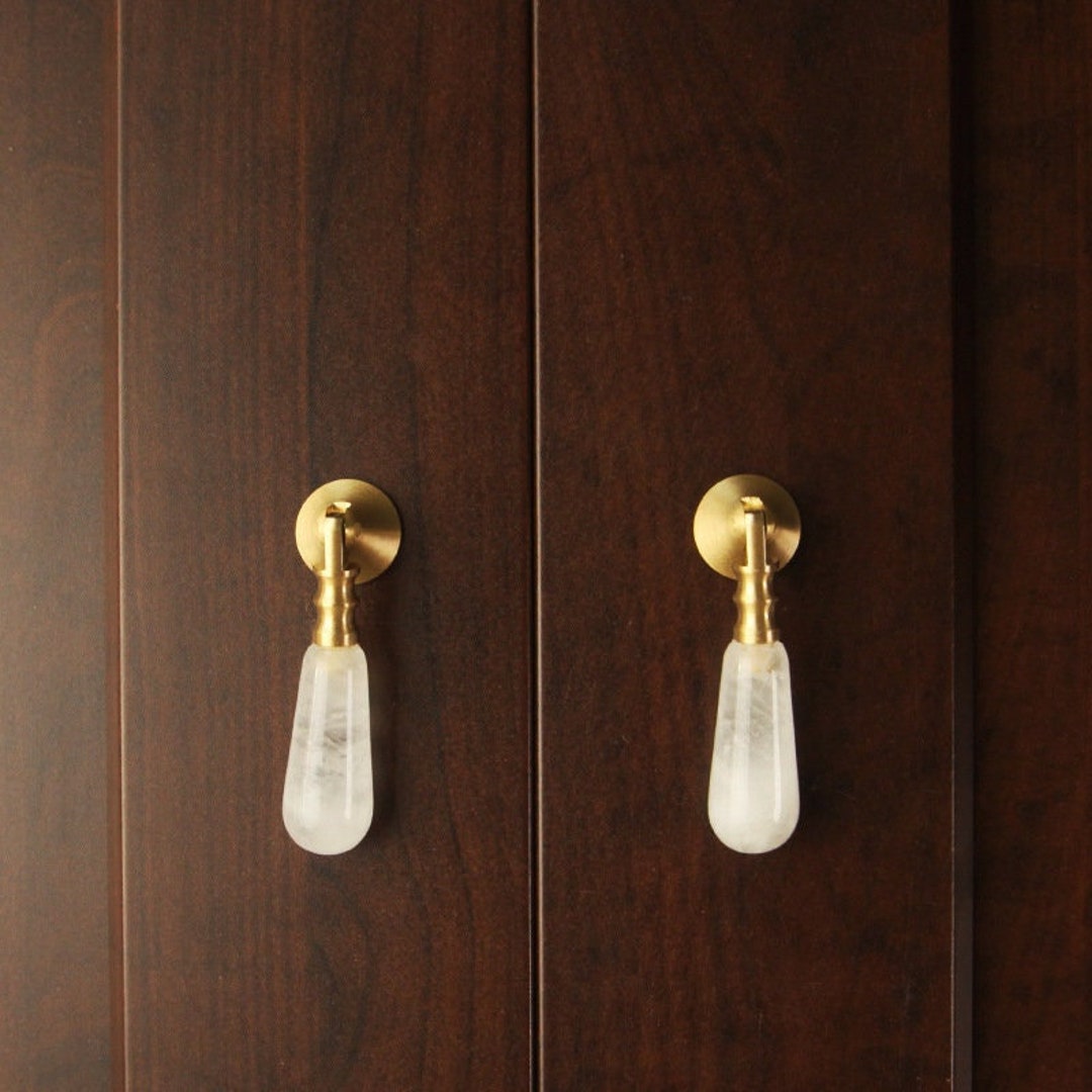 Crystal Drop Handle Solid Brass Dresser Handle Pull Knob Pulls Handles ...