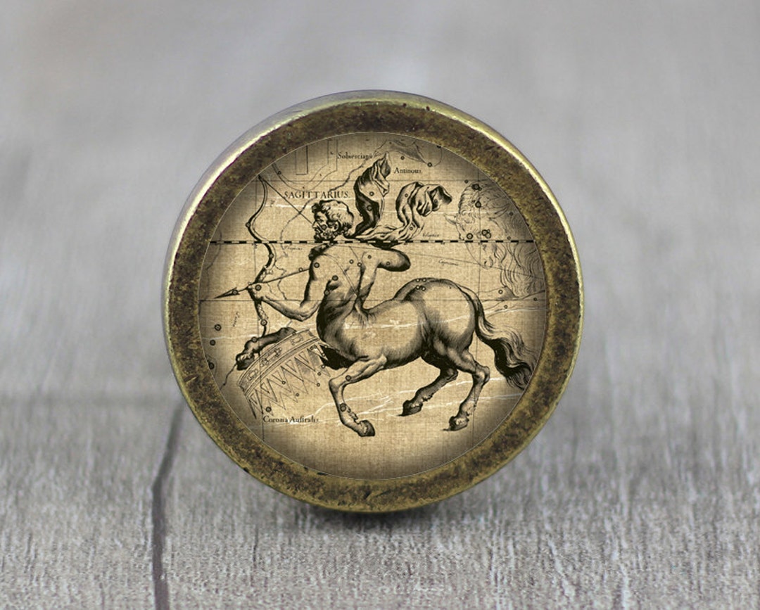 Vintage Zodiac Sagittarius - Handmade Vintage Bronze Dresser Knobs Cabinet Dresser Knob - Etsy