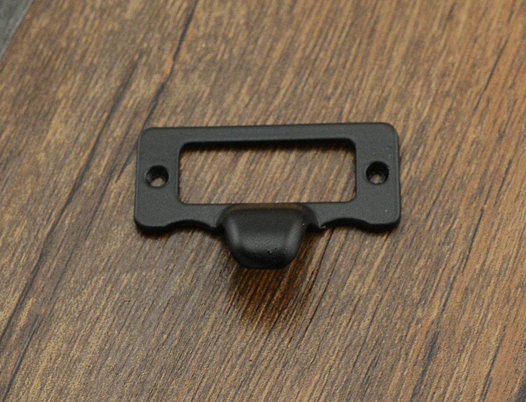 Black Label Drawer Pull Small Handle Label Holder With Cup Pull Drawer ...