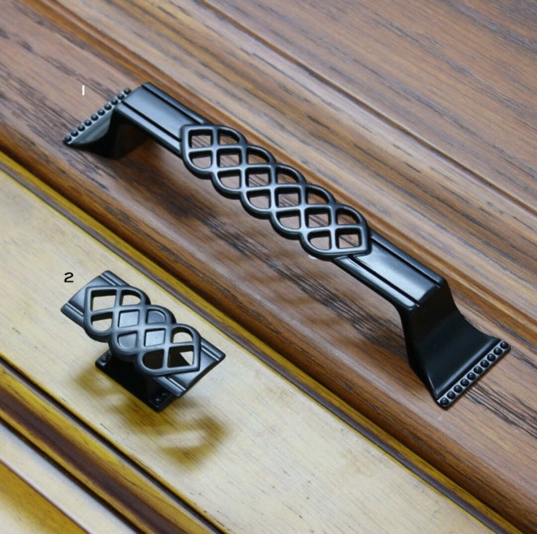 5 Black Handles Drawer Knob Dresser Handle Knobs Pulls Handles Cabinet ...