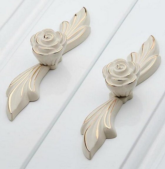 Rose Shabby Chic Dresser Drawer Pulls Handles / Flower Cabinet | Etsy
