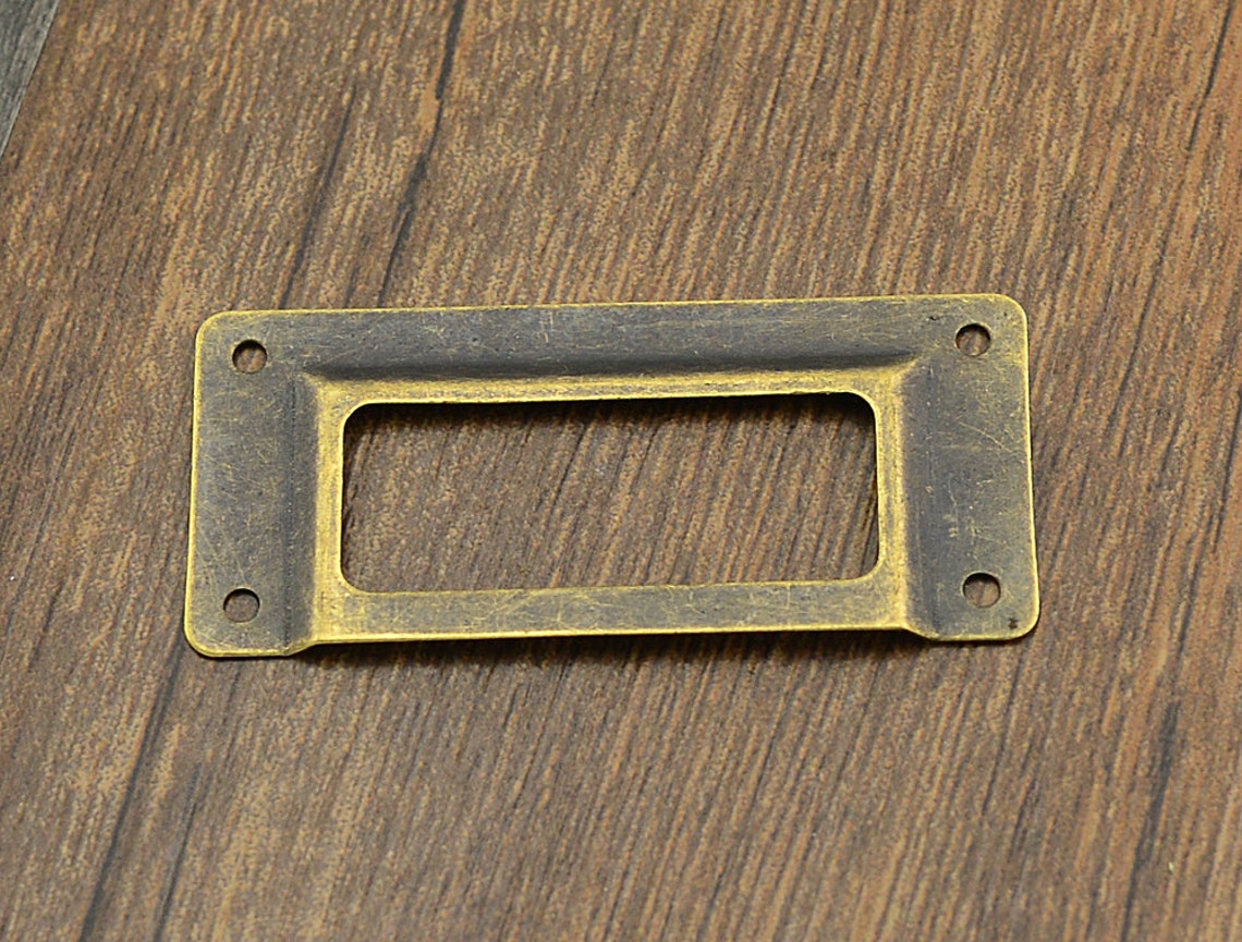 Antique Bronze Label Drawer Pull Small Handle Label Holder | Etsy
