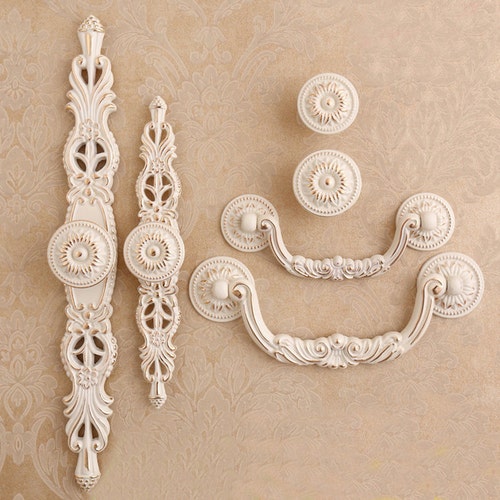 French Chic Handle Pull Knob White Gold Pulls Handles With - Etsy