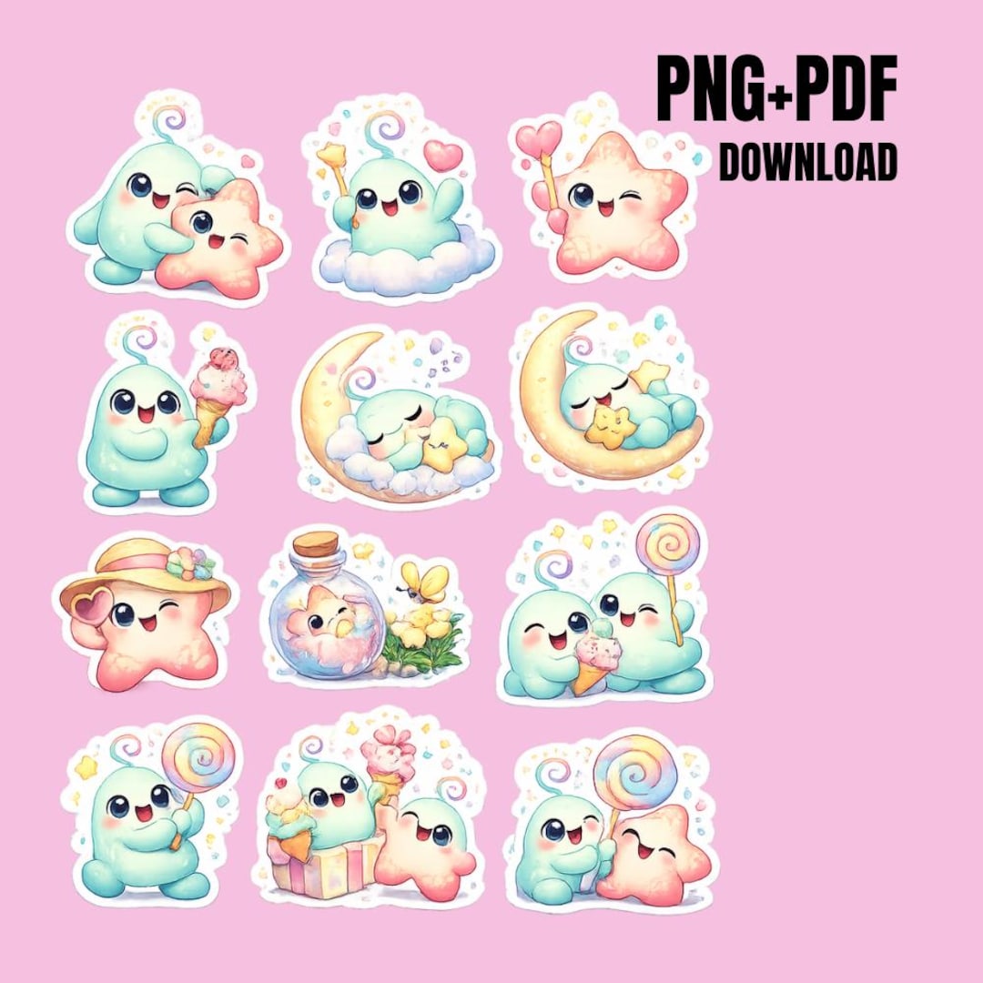 Pufko & Zvrk –sweet Kawaii Sticker Set - Etsy