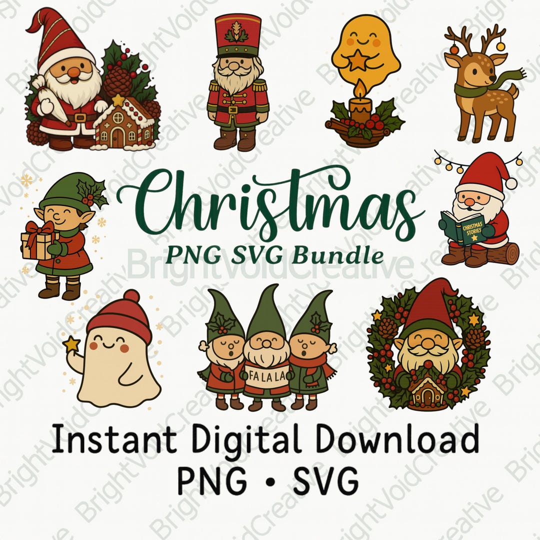 Christmas PNG SVG Bundle | Santa, Elves, Reindeer, Nutcracker, Ghost ...