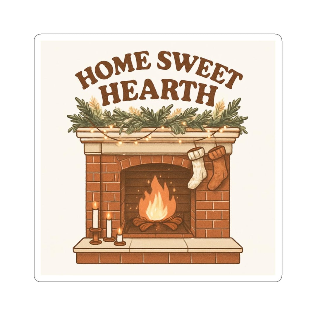 Home Sweet Hearth Fireplace Sticker | Kiss-cut Vinyl Sticker, Cozy ...