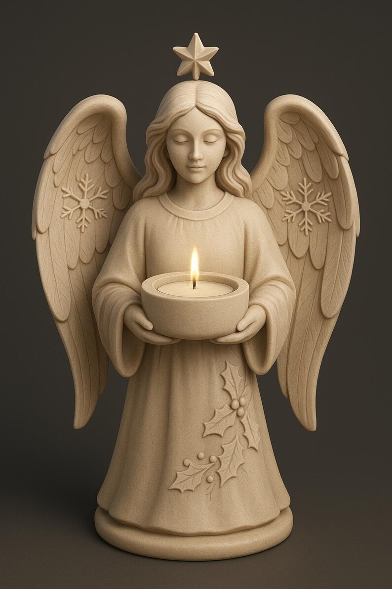 Light up Angel Statue STL File | 3D Print Model, Christmas Mantel Decor ...