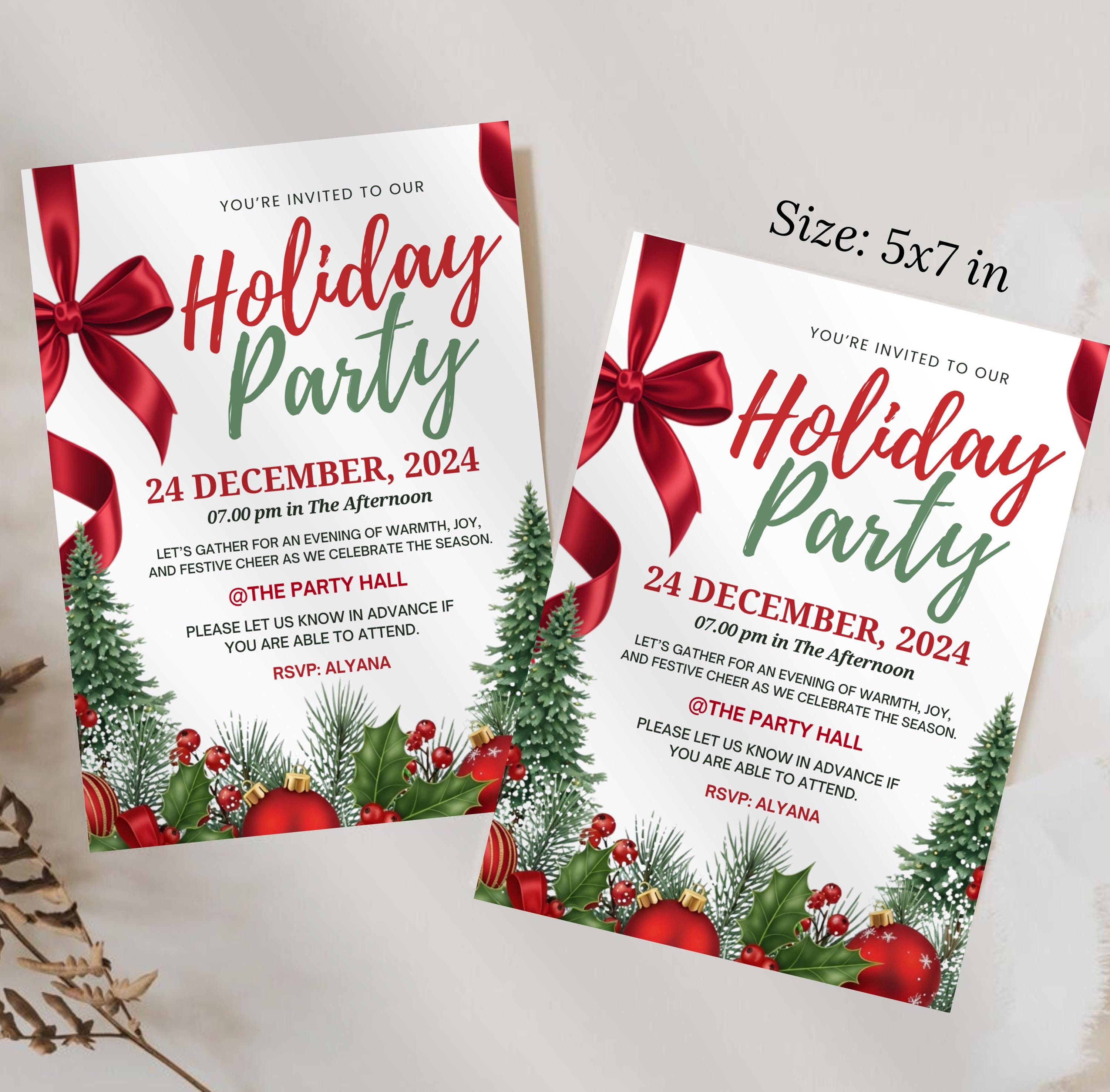 Work Holiday Party Invitation, Christmas Party Company Work Party ...