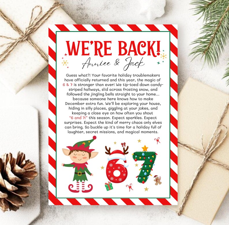 67 Elf Arrival Letter, Six Seven Trending Meme, I'm Back Elves Letter ...
