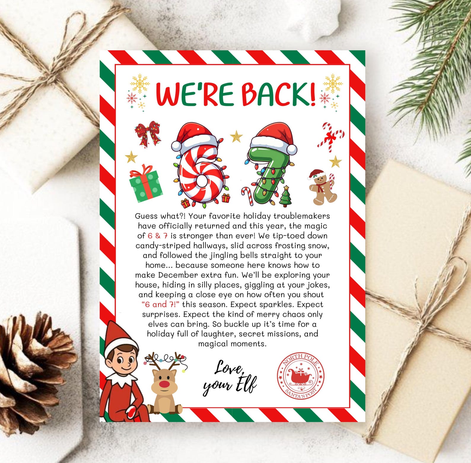 67 Elf Arrival Letter, Six Seven Trending Meme, I'm Back Elves Letter ...