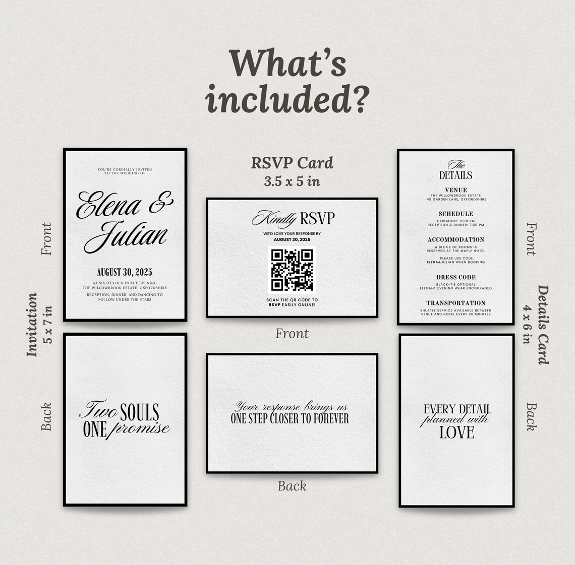 Classic Old Money Wedding Invitation Suite Elegant Luxury Black White ...
