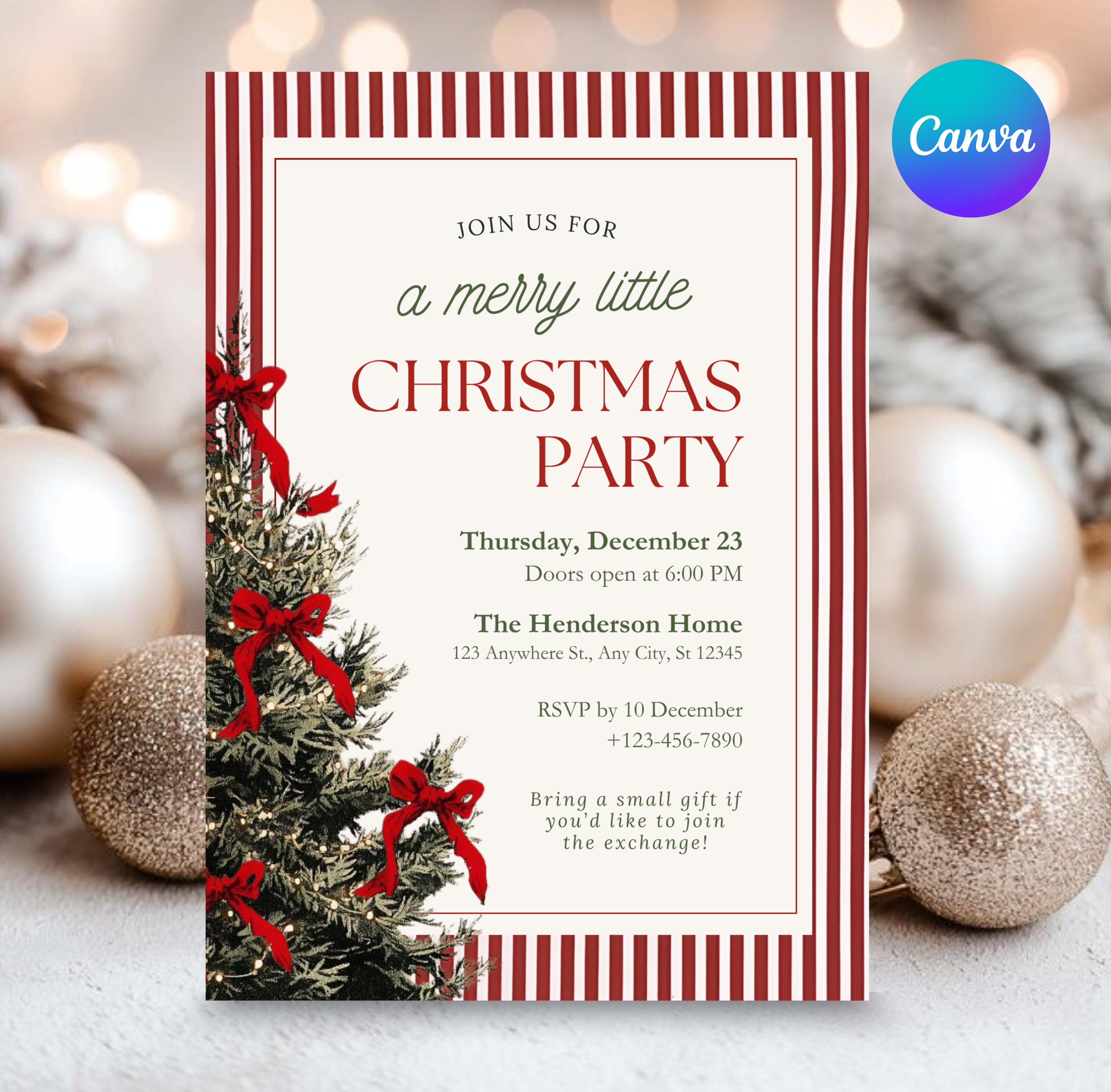 Work Holiday Party Invitation, Christmas Party Company Work Party ...