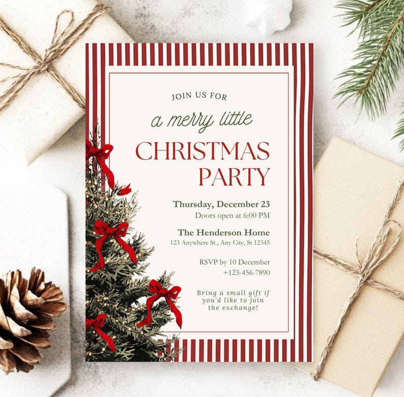 Work Holiday Party Invitation, Christmas Party Company Work Party ...