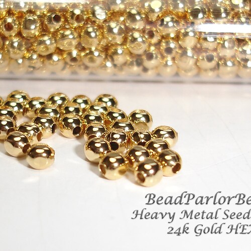 24K Gold Plated Metal Seed Beads Size 8/0 50 Grams | Etsy