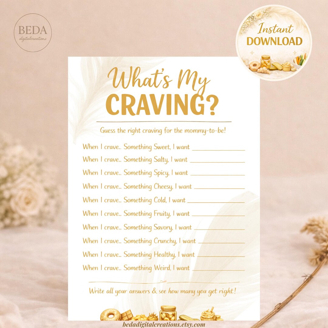 What's My Craving Baby Shower Game – Neutral Pregnancy Activity (PDF ...