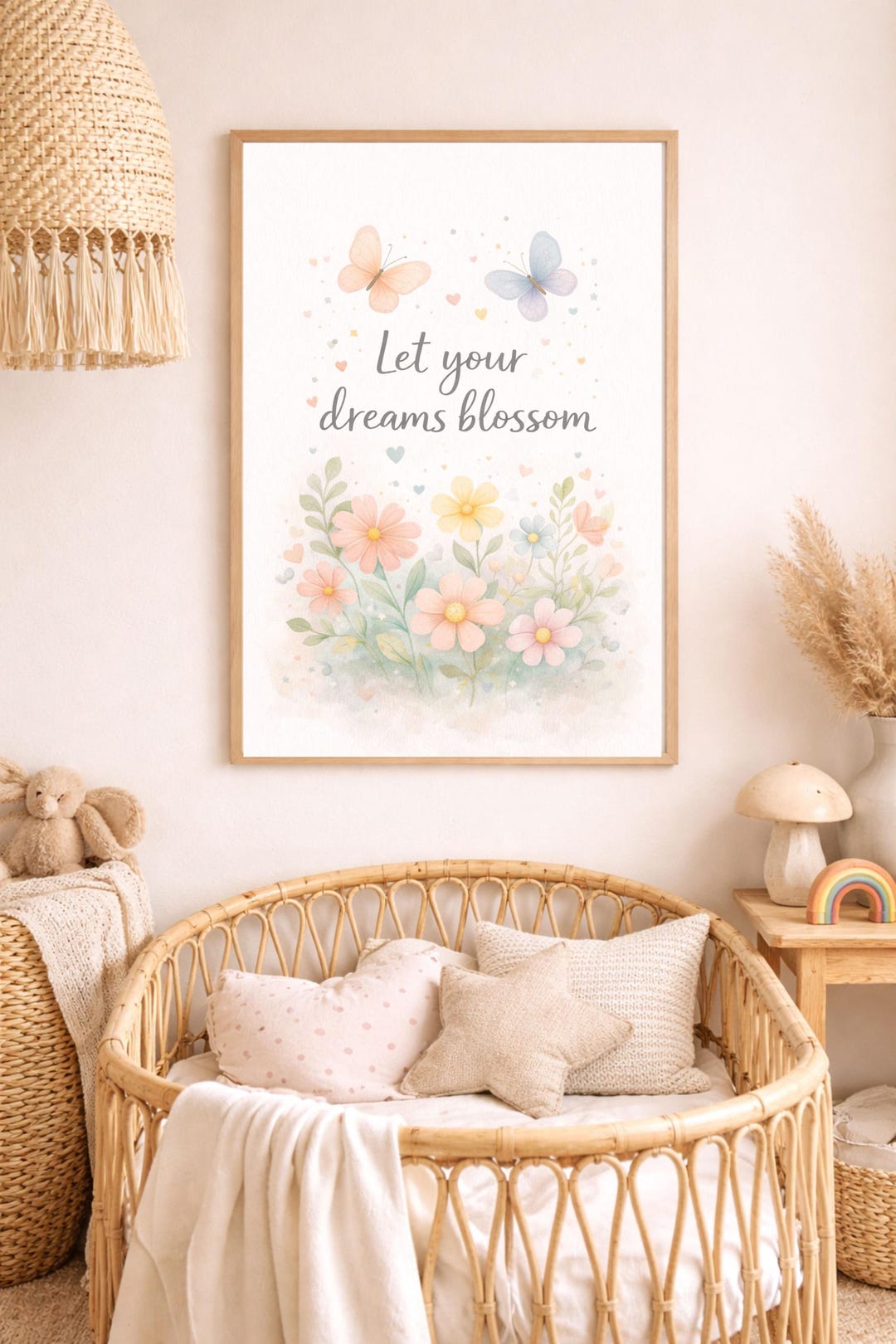 Floral Nursery Wall Art, 'let Your Dreams Blossom' Quote (digital ...
