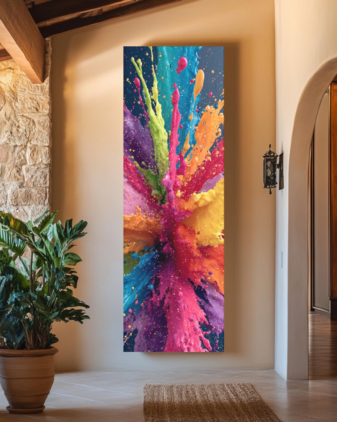 Abstract Colorful Paint Splash Canvas Wall Art Print – Vibrant 3D Color ...