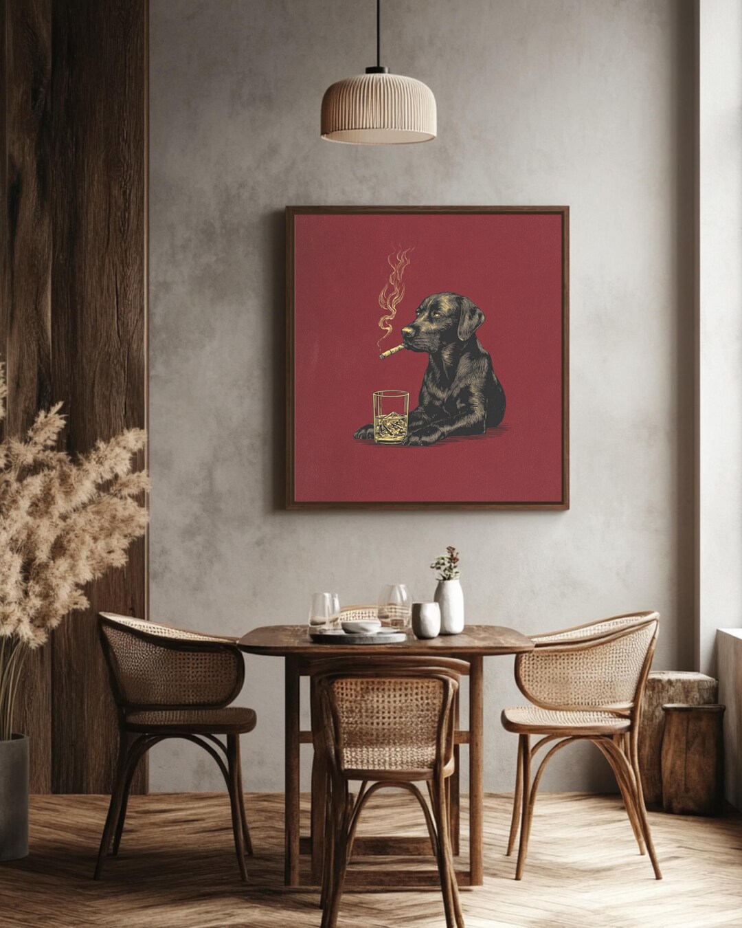 Vintage Black Labrador Gentleman Canvas Print, Bar Wall Art, Cigar ...