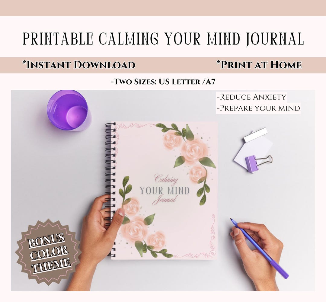 Calming Your Mind Journal Printable | Anxiety Relief, Self Care ...