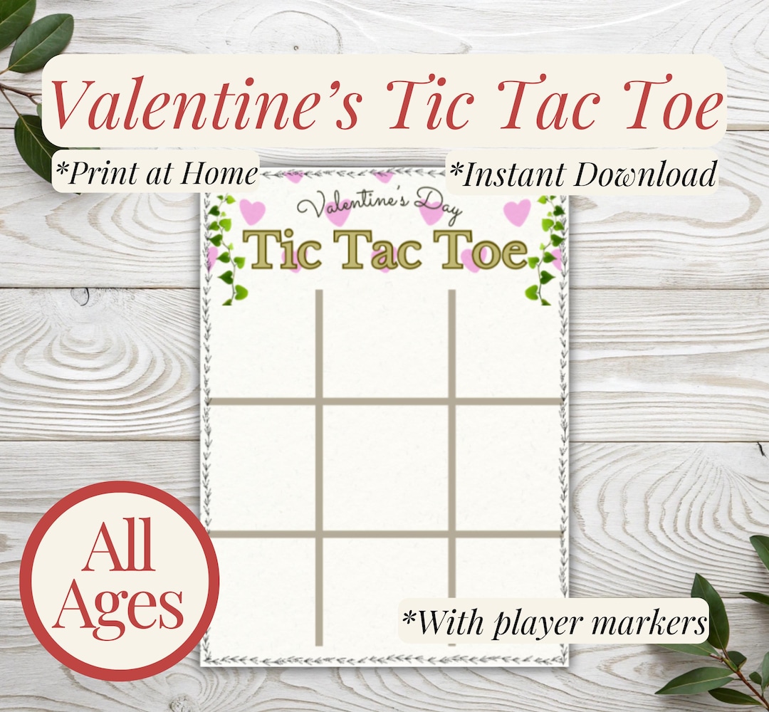 Valentine’s Day Tic Tac Toe Printable – Instant Download Game for Kids ...