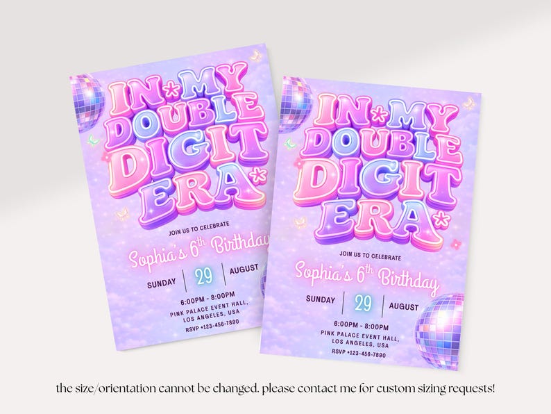 Editable in My Double Digits Era Invitation | Girl Neon Party Invite ...