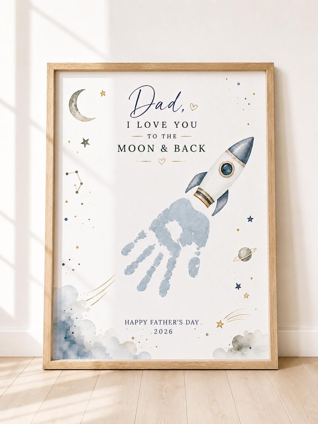 Printable Father's Day Rocket Handprint Art | Space Preschool Craft ...