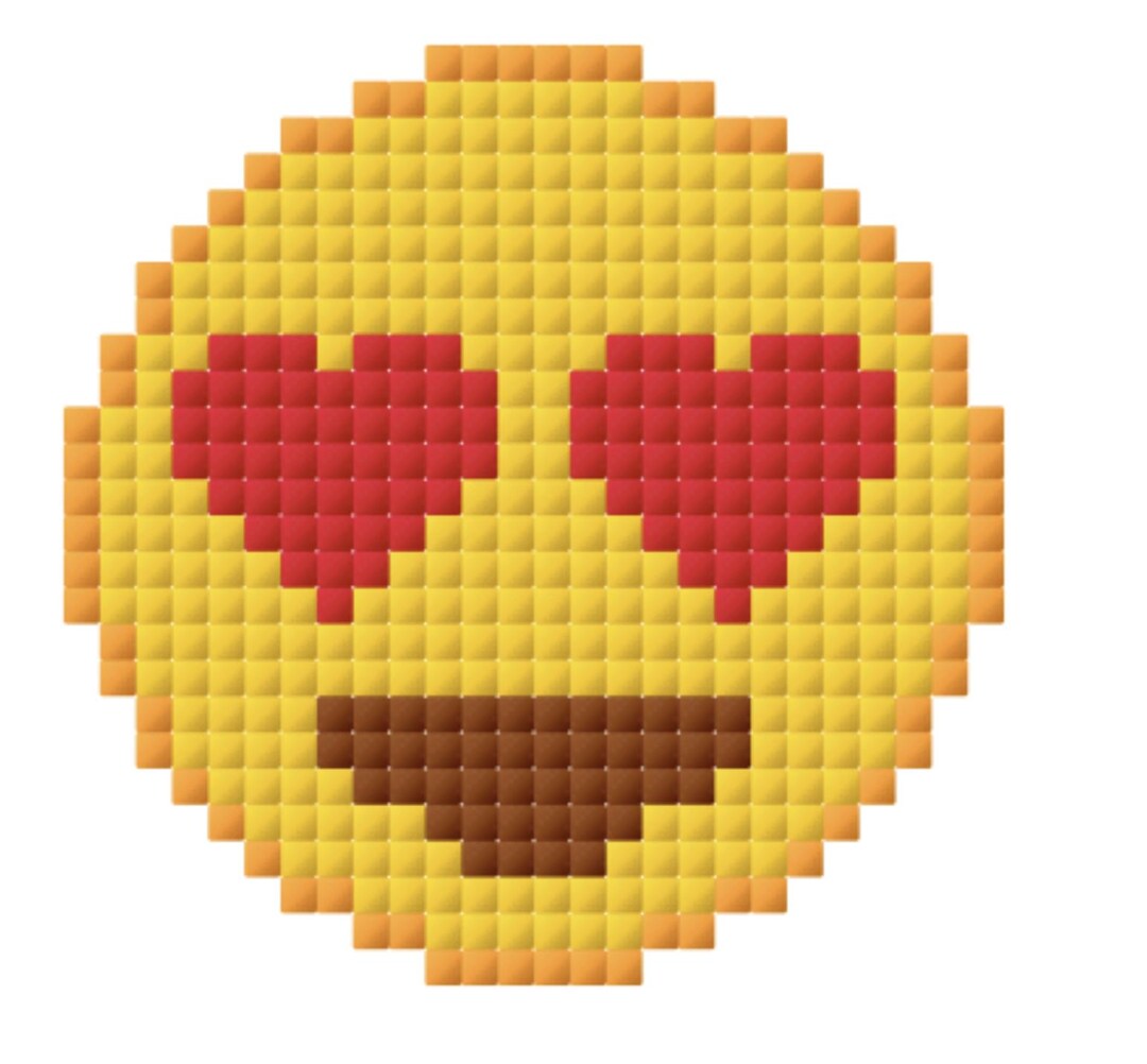 Heart Eyes Emoji Pattern for Cross-stitch/crochet/beading/knitting - Etsy