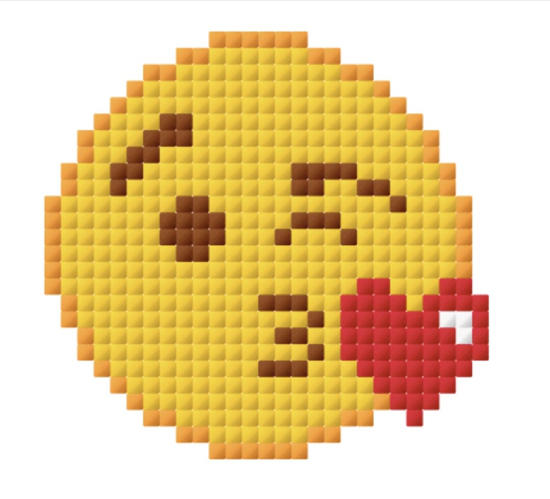 Kiss With Heart Emoji Pattern for Cross-stitch/crochet/beading/knitting ...