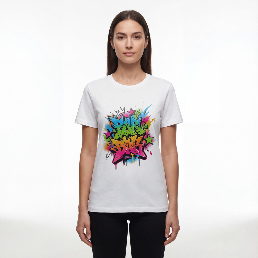 Graffiti Art T-shirt, Colorful Street Style Tee, Neon Spray Paint ...