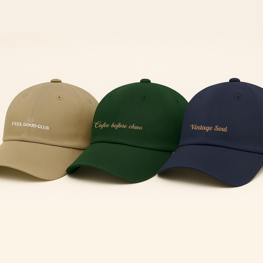 Custom Embroidered Dad Cap, Personalized Text Hat, Minimalist Baseball ...