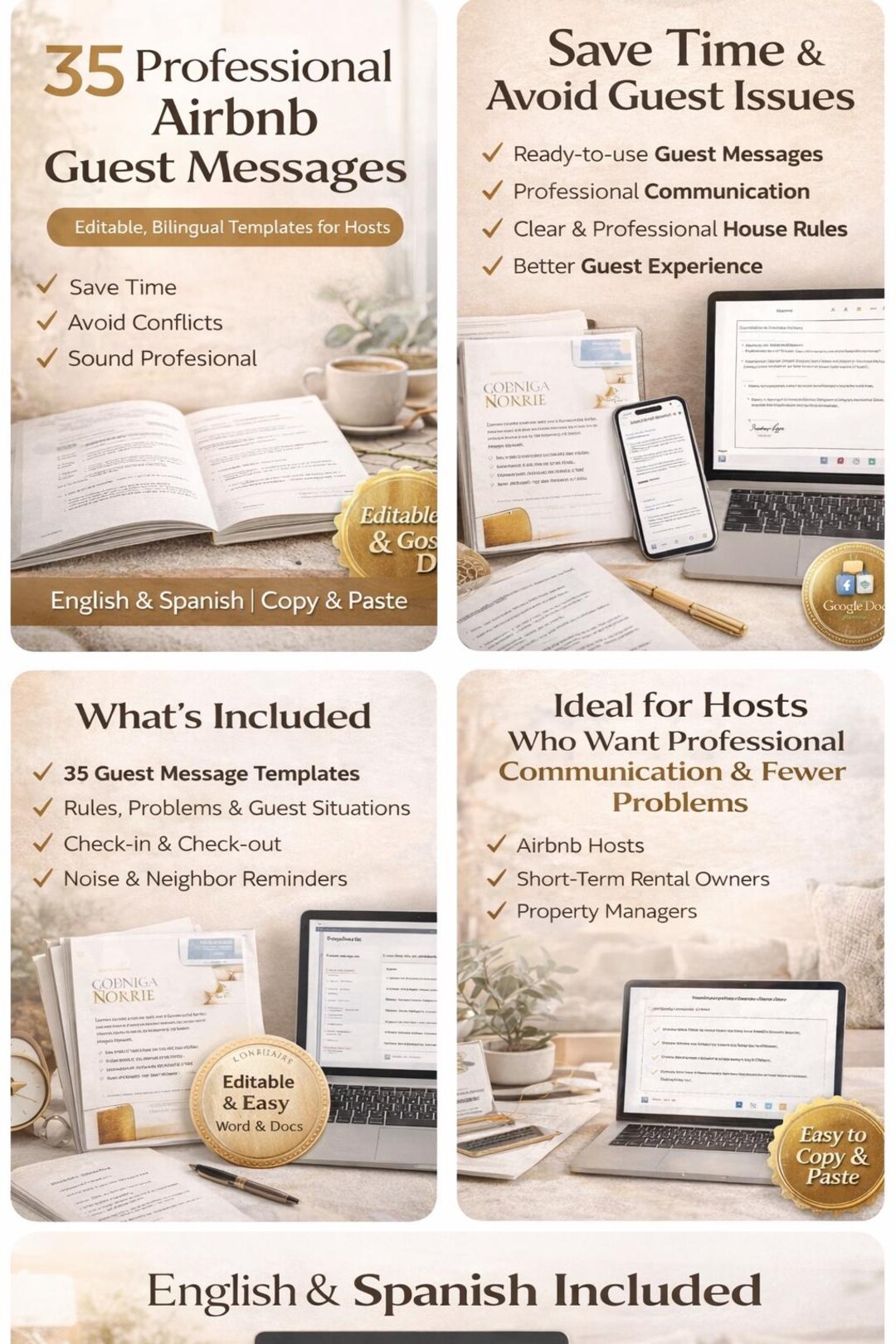 35 Professional Airbnb Guest Messages | English & Spanish | Editable ...