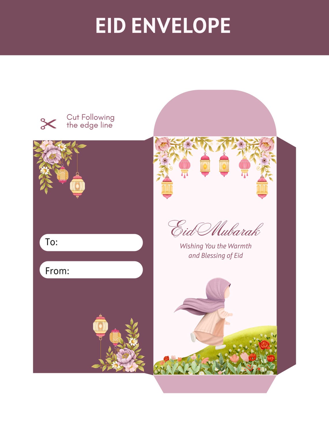 Eid Mubarak Money Envelope Template | Printable Eidi Holders| Canva ...